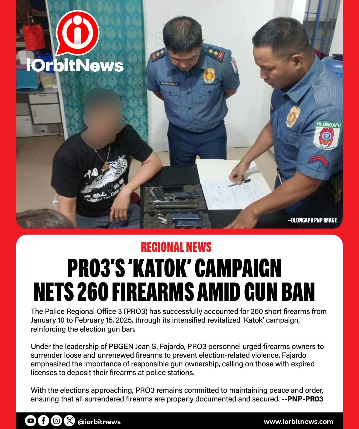 PRO3’s ‘Katok’ campaign nets 260 firearms amid gun ban - iOrbit News Online