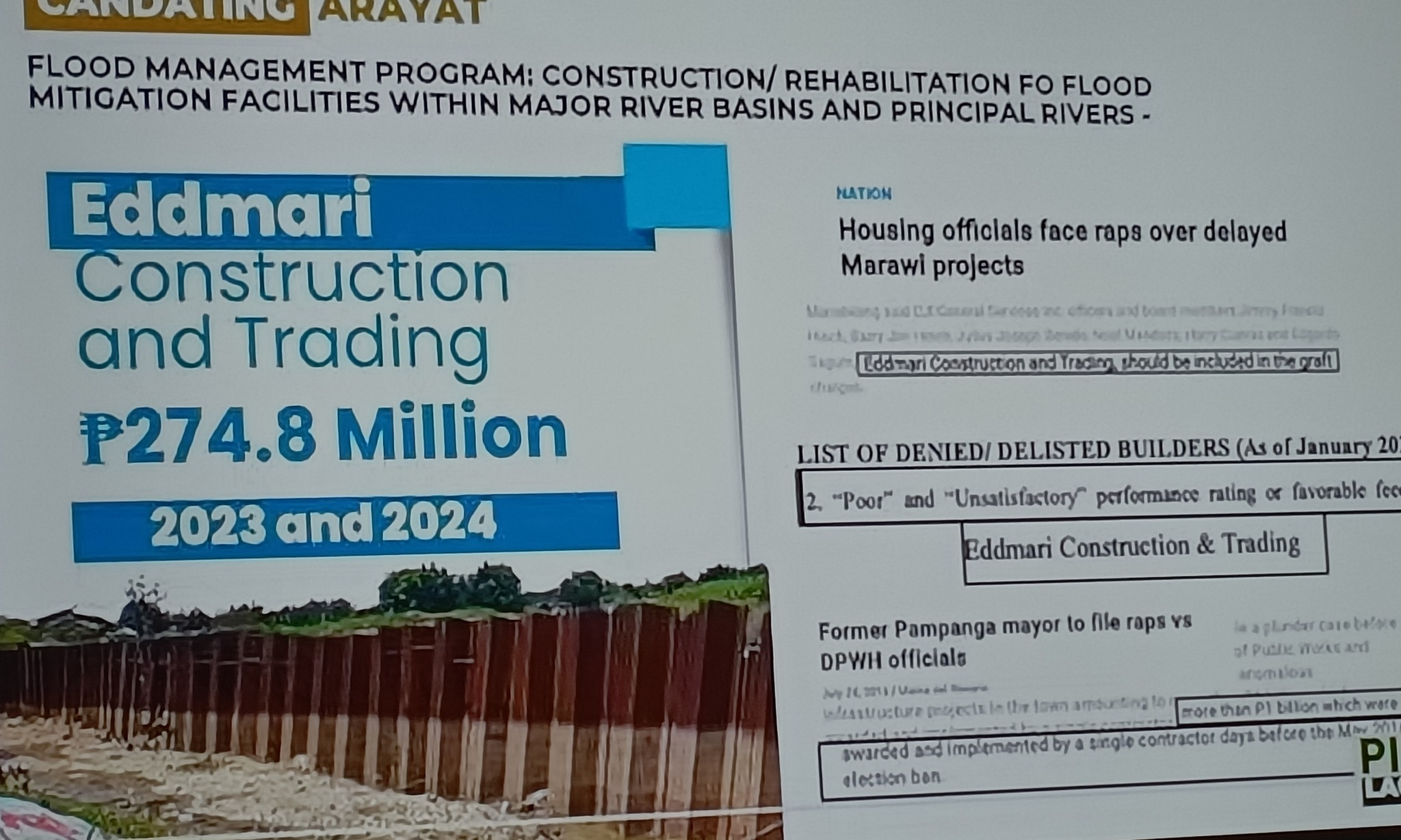 Arayat residents demand Marcos probe ₱275-M Candating flood project ...